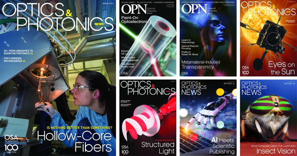 Optics & Photonics News - 50 Years of OPN Covers